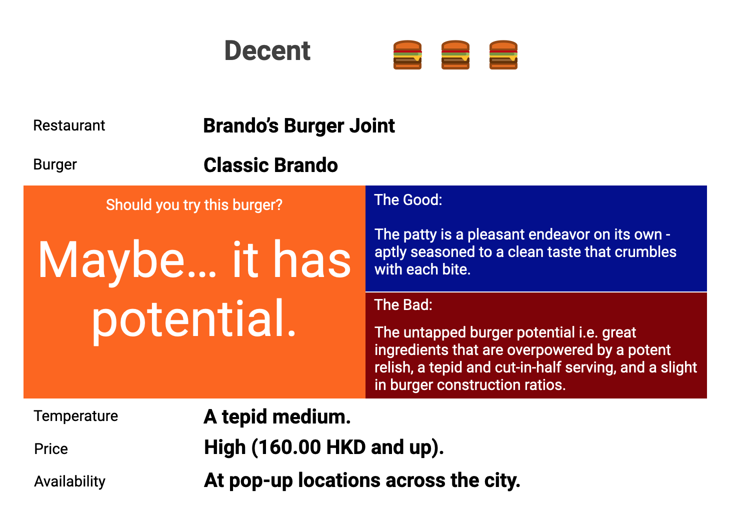 Brando’s Burger Joint | Burgers Hong Kong